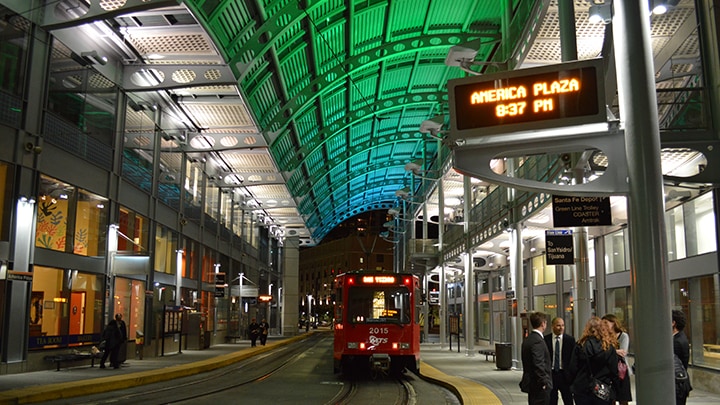 Dynamic lighting transforms the San Diego Trolley Station | Signify ...